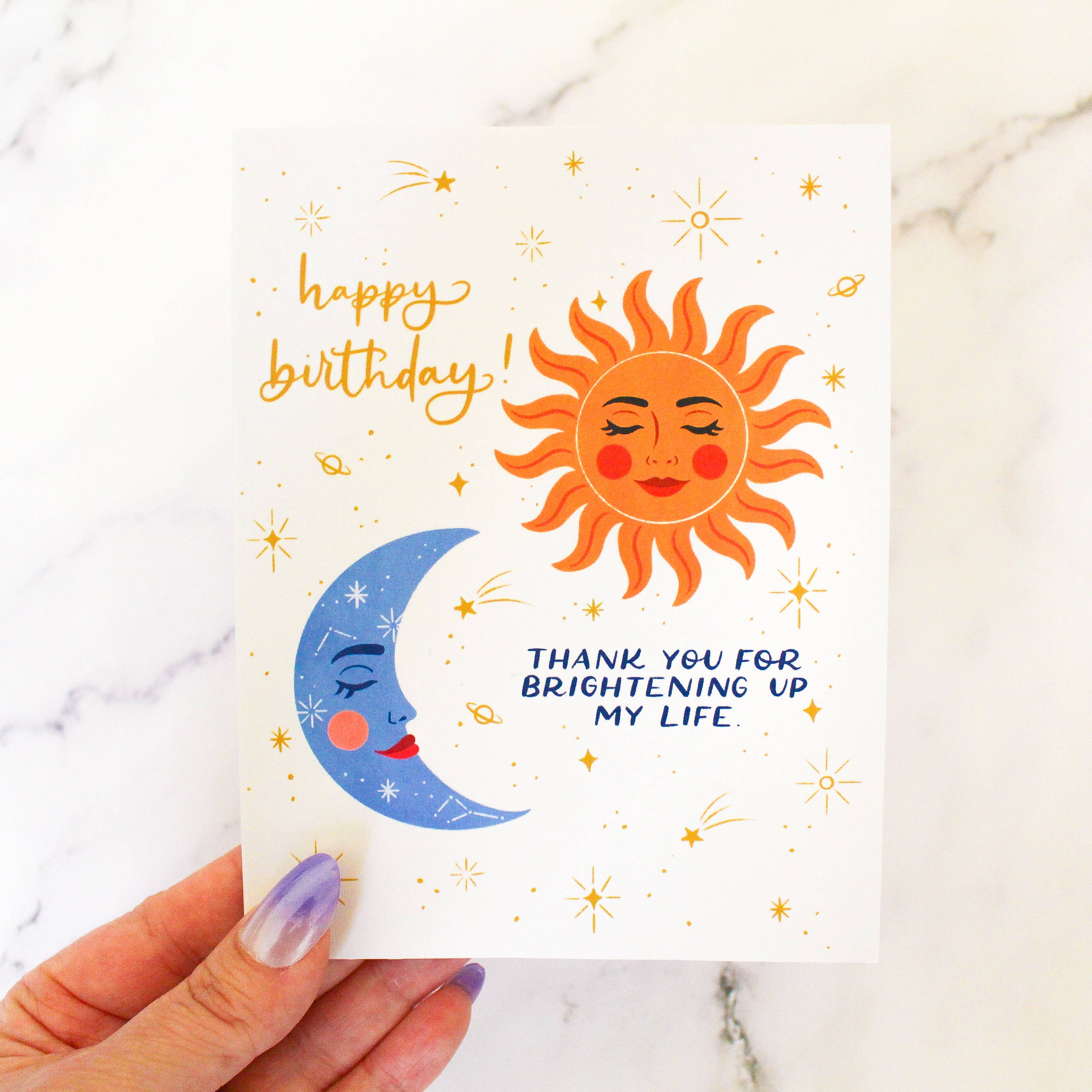 Celestial Birthday Card – Golden Hour Designs