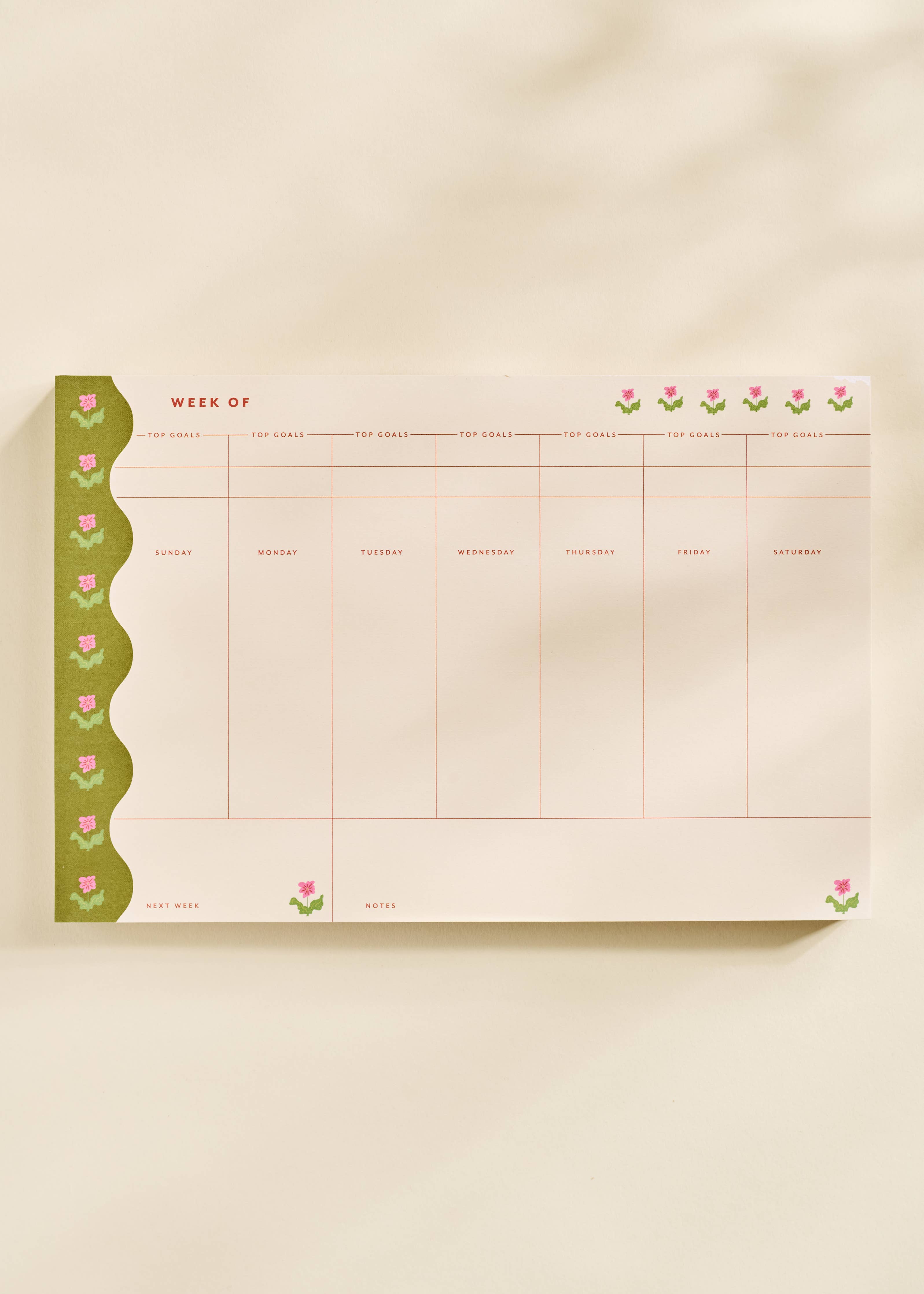 Garden Border Weekly Plan Notepad – Golden Hour Designs
