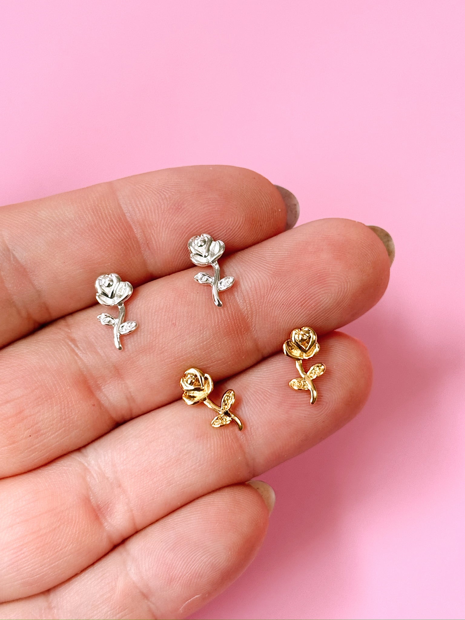 Rosey Studs (Gold + Silver) – Golden Hour Designs